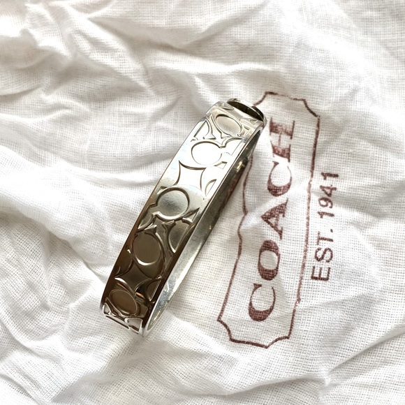 Coach | Jewelry | Signature Coach Silver Hinge Bangle | Poshmark